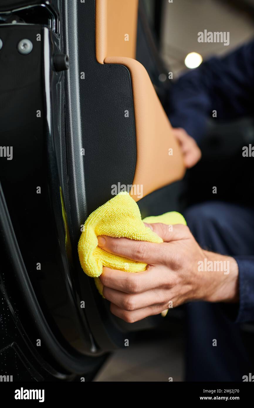 cropped view of dedicated professional serviceman in blue uniform ...