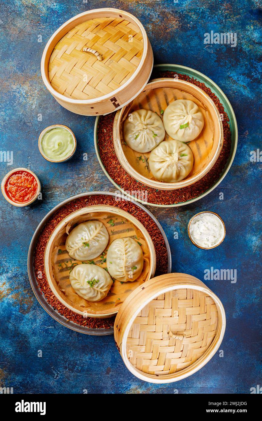 Traditional Asian national food Manti, Manta or Manty, like dumplings ...