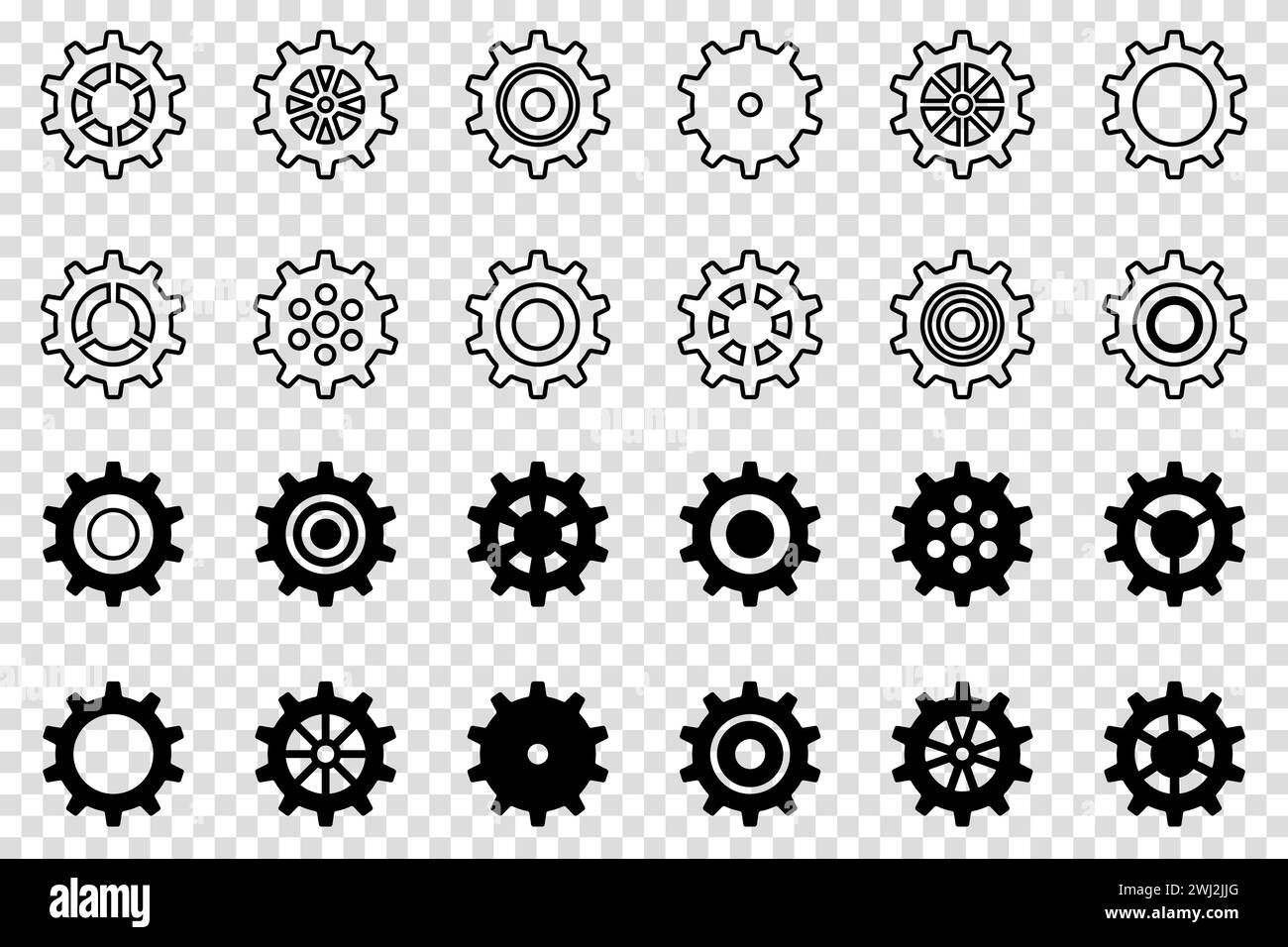 Gears icon set. Setting gears icon. Collection of mechanical cogwheels ...