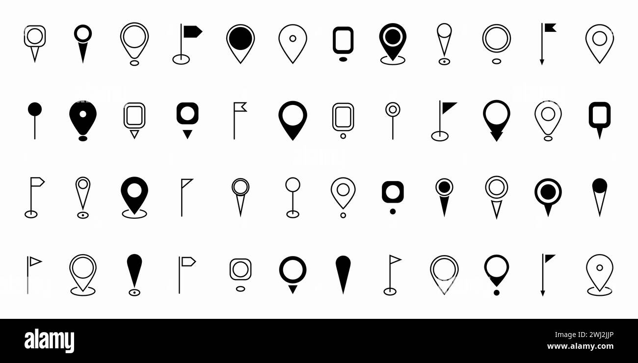Set black location pin icon. Map pin place marker. Destination symbol, Location icon. Modern Map ...