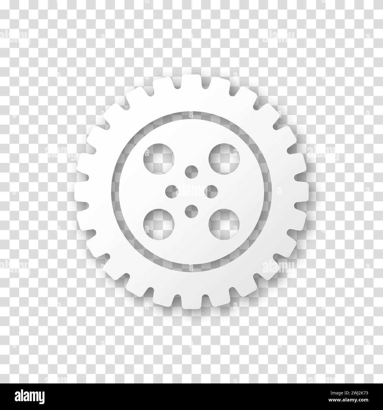 Gear icon, flat design. Machine sprocket gear icon. Realistic vector ...