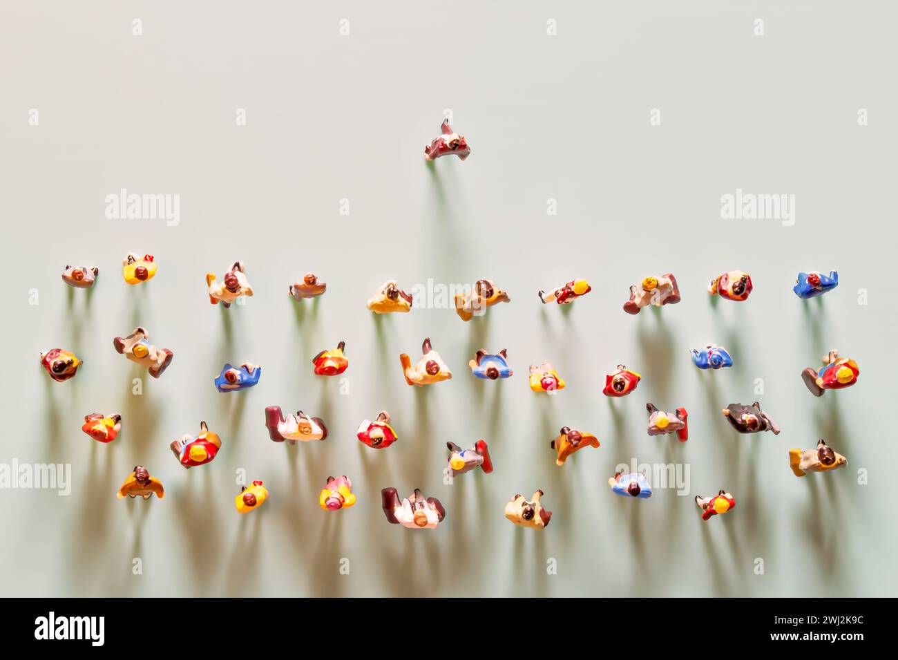 One leader. Crowd of people follows. lot of followers. Concept of ...