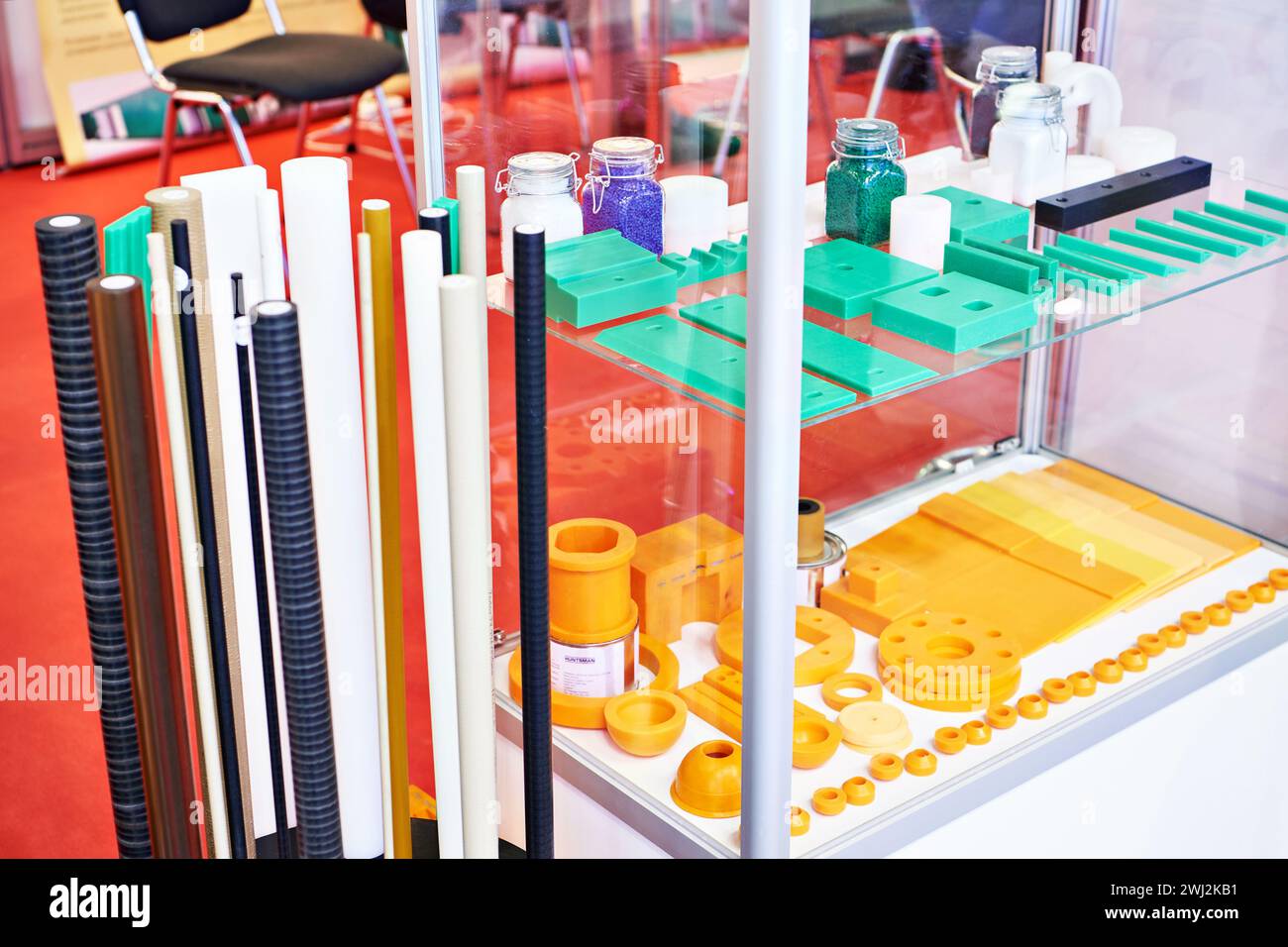 Pipes, rods and spare parts of composite and plastic materials in store ...