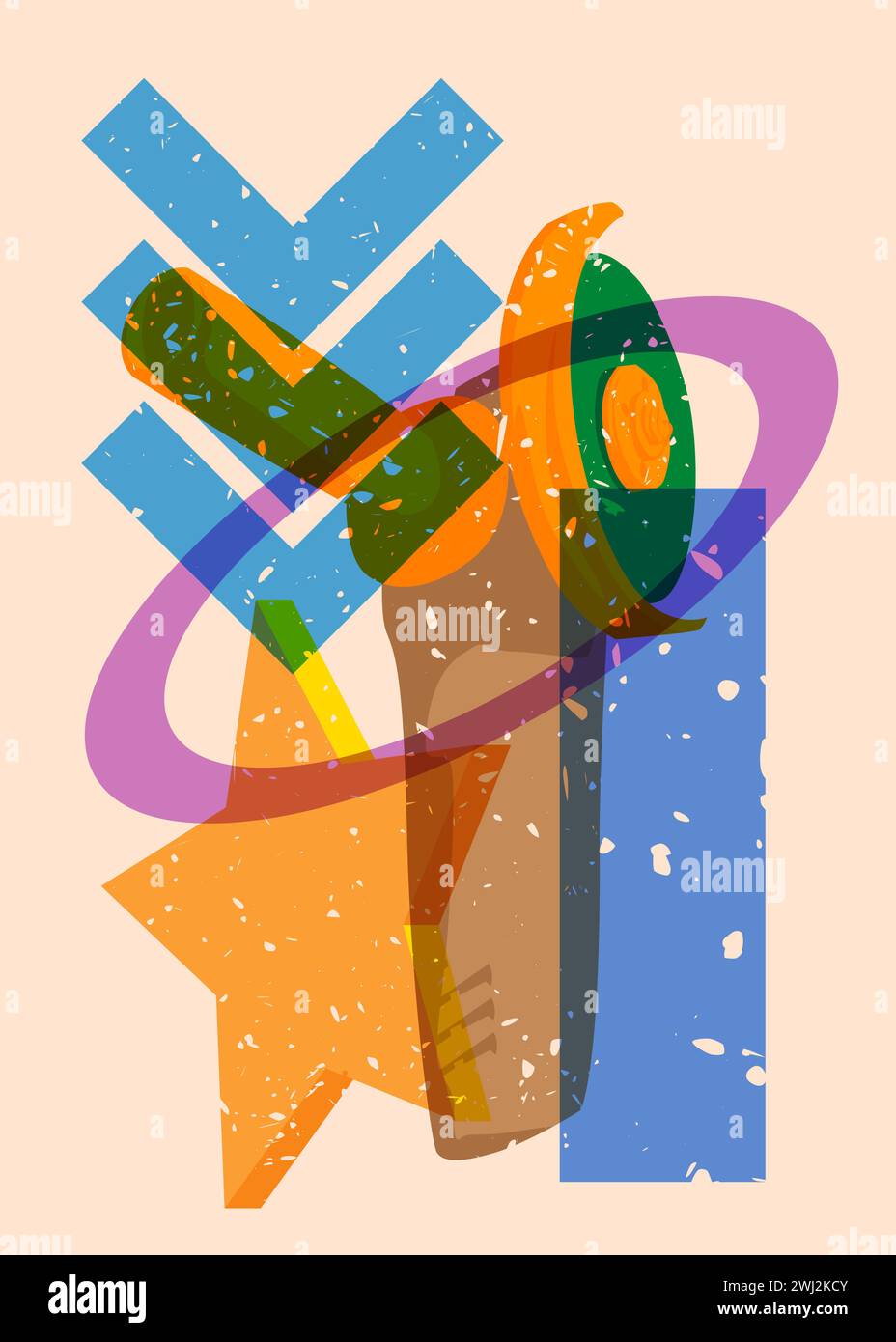 Risograph Angle grinder, Power Tool with geometric shapes. Objects in ...