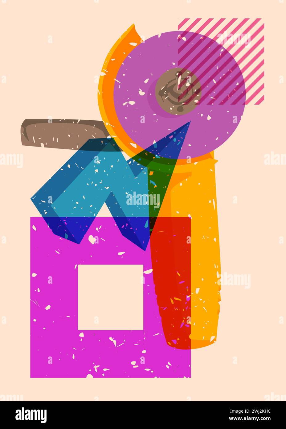 Risograph Angle grinder, Power Tool with geometric shapes. Objects in ...