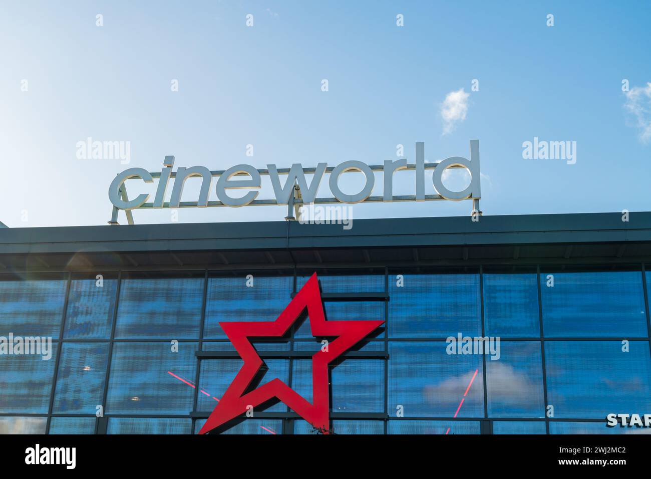 Wolverhampton, England – February 12 2024: UK Cinema company, Cineworld signage at the Bentley ...