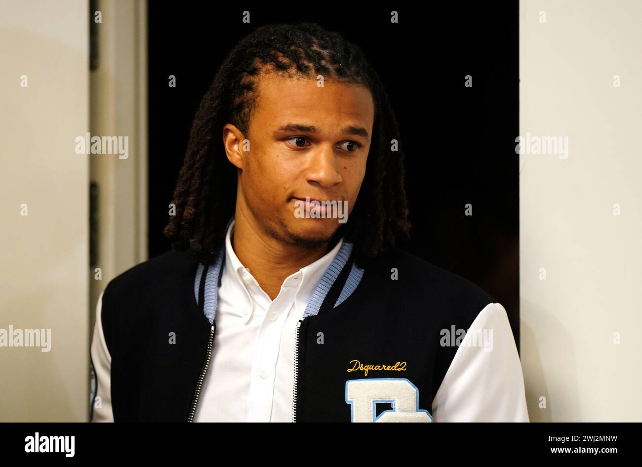 Manchester City's Nathan Ake arrives for a press conference at the ...
