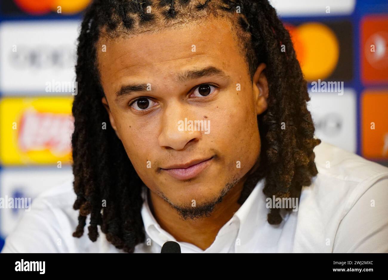Manchester City's Nathan Ake during a press conference at the Parken ...