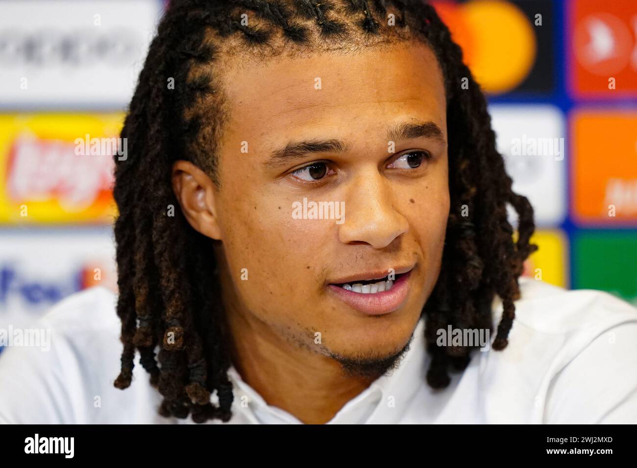 Manchester City's Nathan Ake during a press conference at the Parken ...
