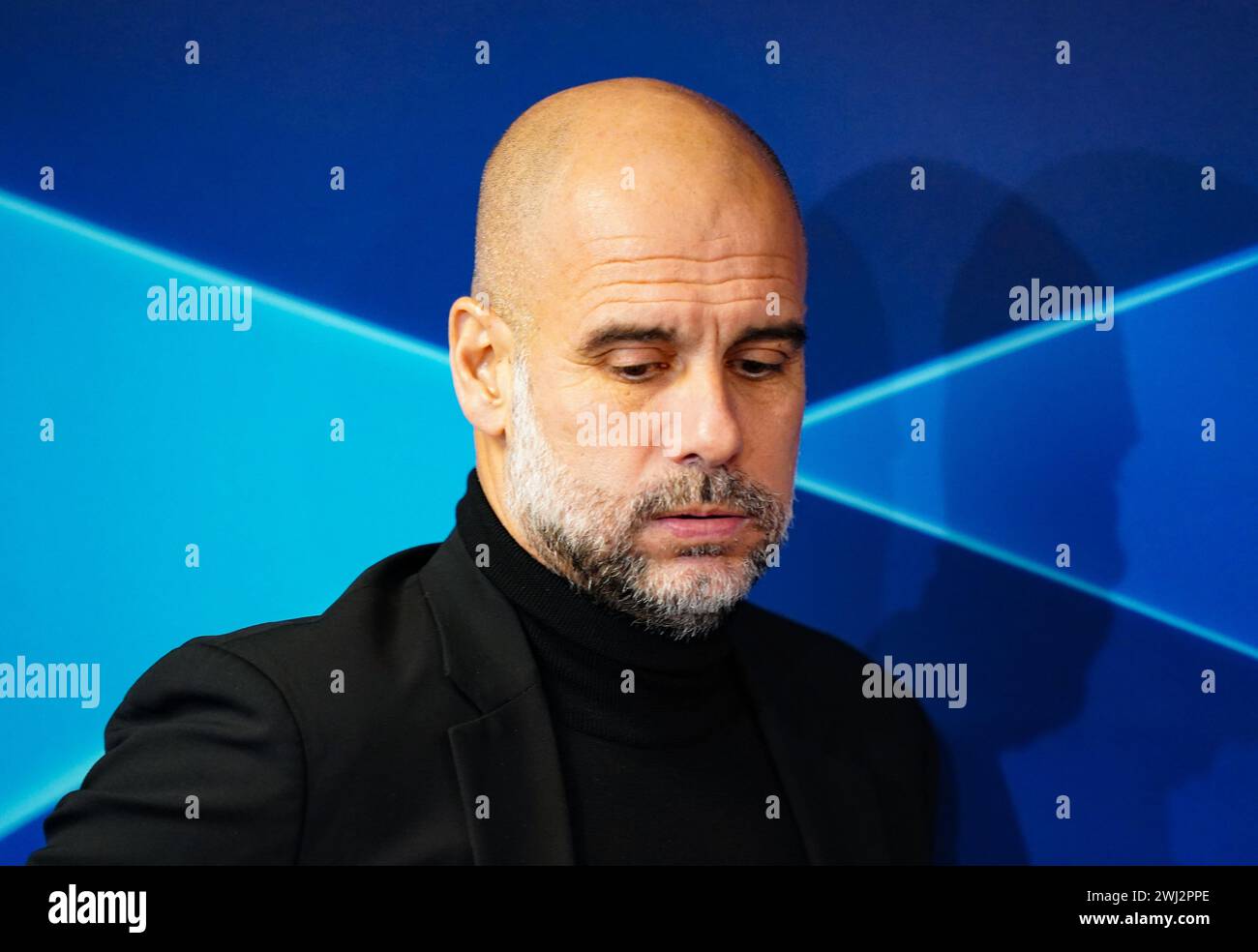 Manchester City manager Pep Guardiola arrives for a press conference at ...