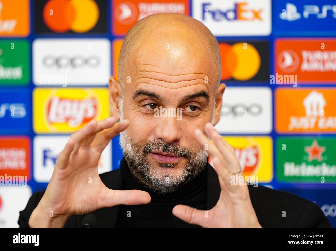 Manchester City manager Pep Guardiola during a press conference at the ...