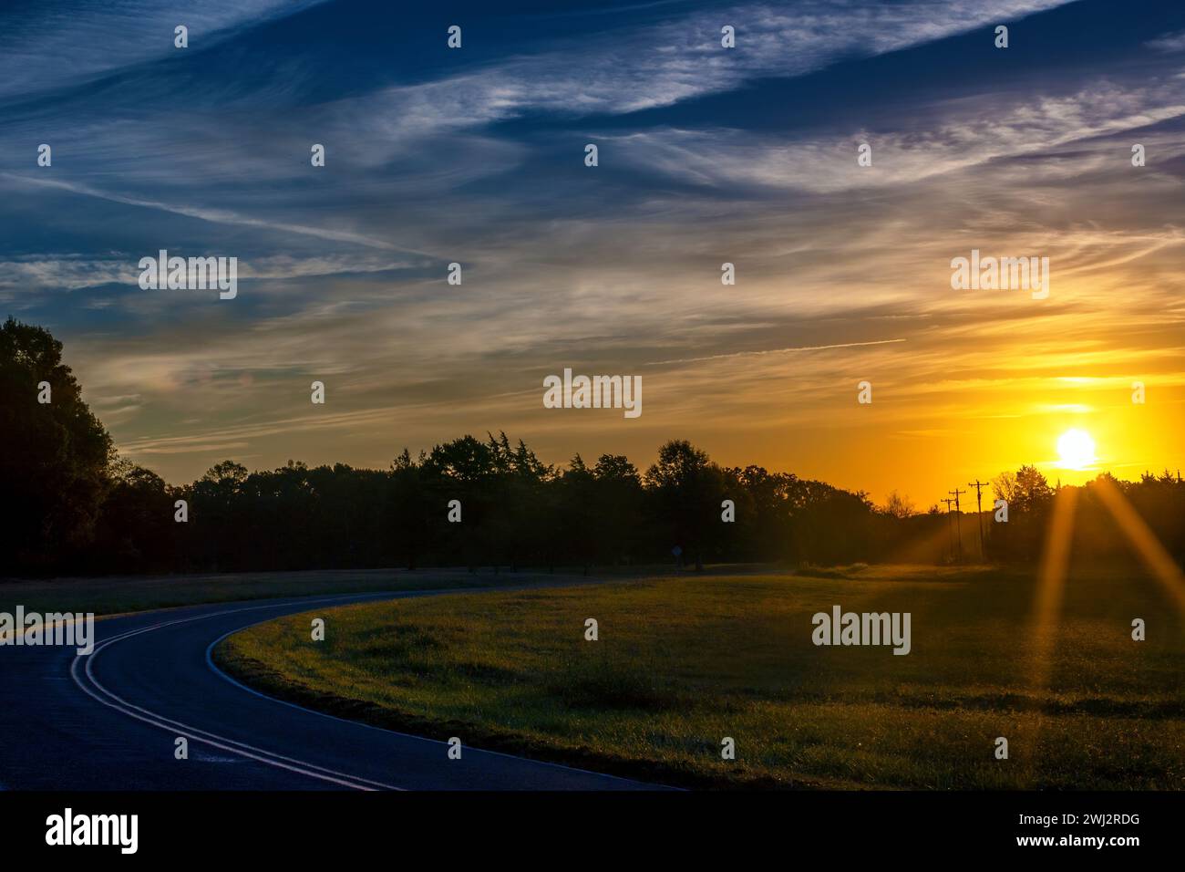 Morning sunrise over agricultural land in rural Virginia, USA Stock ...