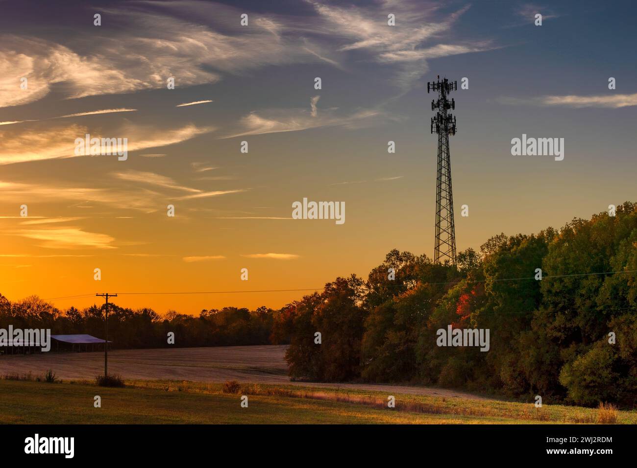 Morning sunrise over agricultural land in rural Virginia, USA Stock ...