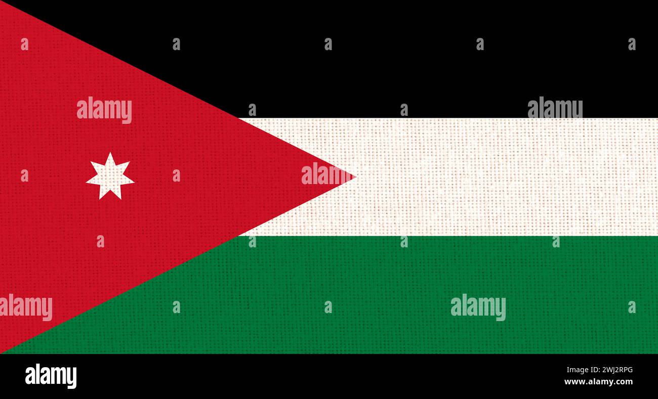 National Jordan flag on fabric surface. national flag on textured ...