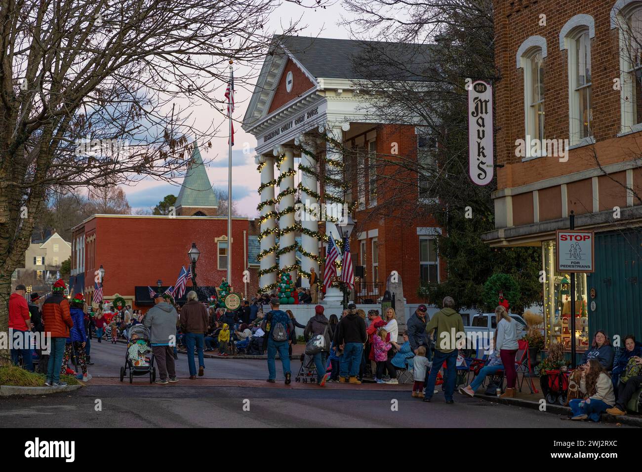 Jonesborough, Tennessee, USA - December 9, 2023: People gathered in ...