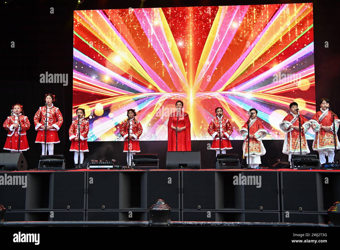 Trafalgar square, London, UK, 11 February 2024: Li Xinyi preforms at ...