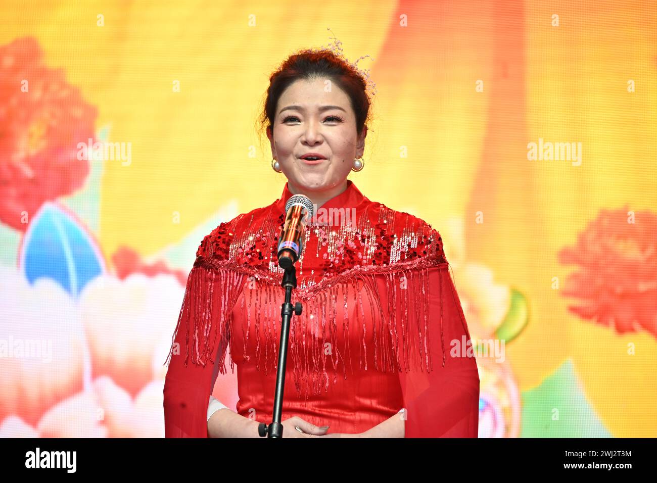 Trafalgar square, London, UK, 11 February 2024: Li Xinyi preforms at ...