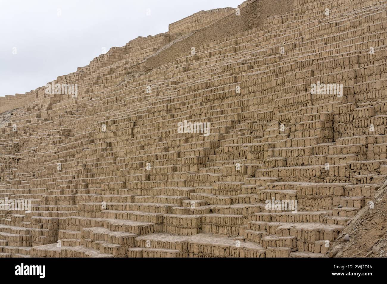 The almost 2000 year old pyramid of Huaca Pucllana constructed of hand ...