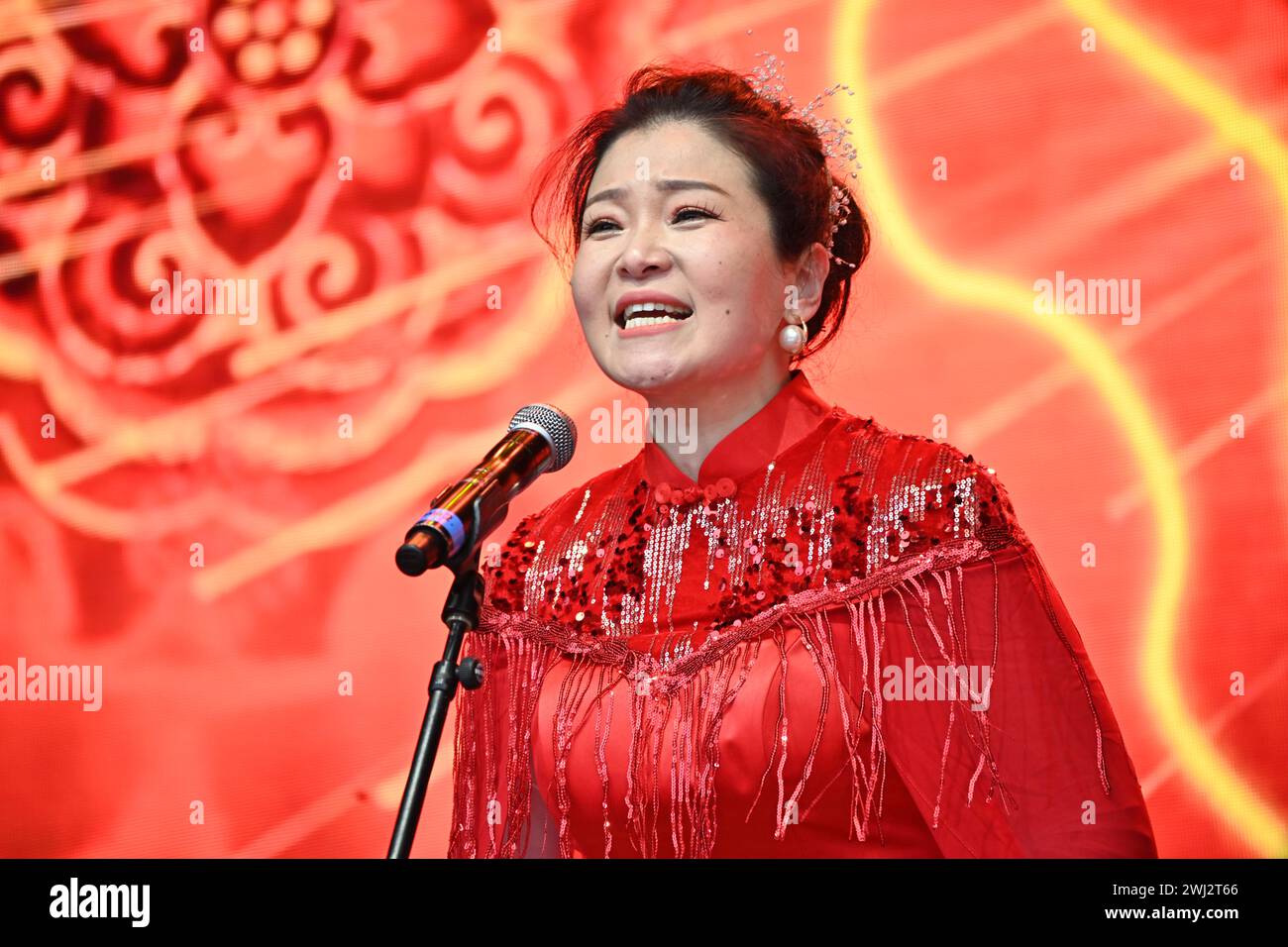 Trafalgar square, London, UK, 11 February 2024: Li Xinyi preforms at ...