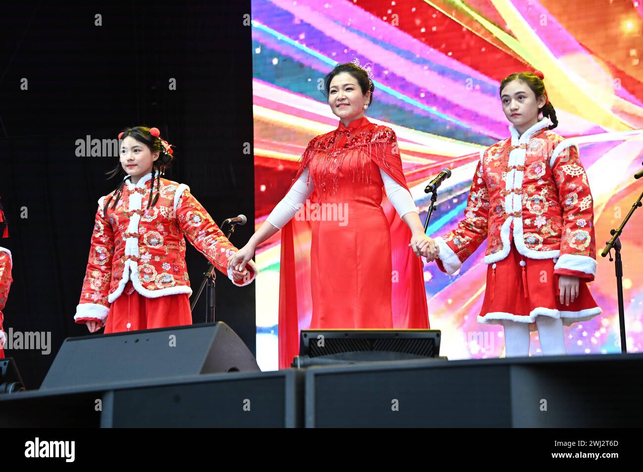 Trafalgar square, London, UK, 11 February 2024: Li Xinyi preforms at ...
