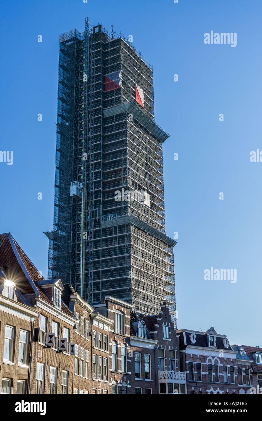 The Domtower (Domtoren) fully encased in scaffolding for a 5 year ...