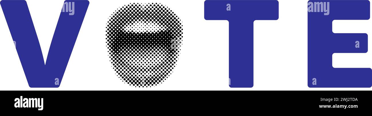 Election concept design with word Vote and open mouth. Concept of voting. Modern minimal style ...