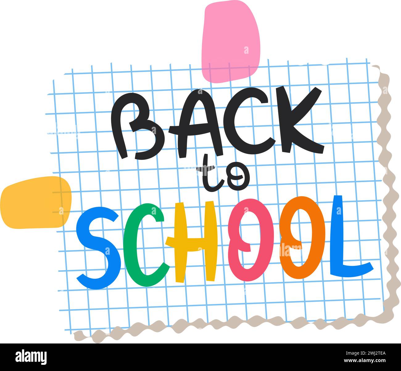Back to school text on checkered paper vector illustration Stock Vector ...