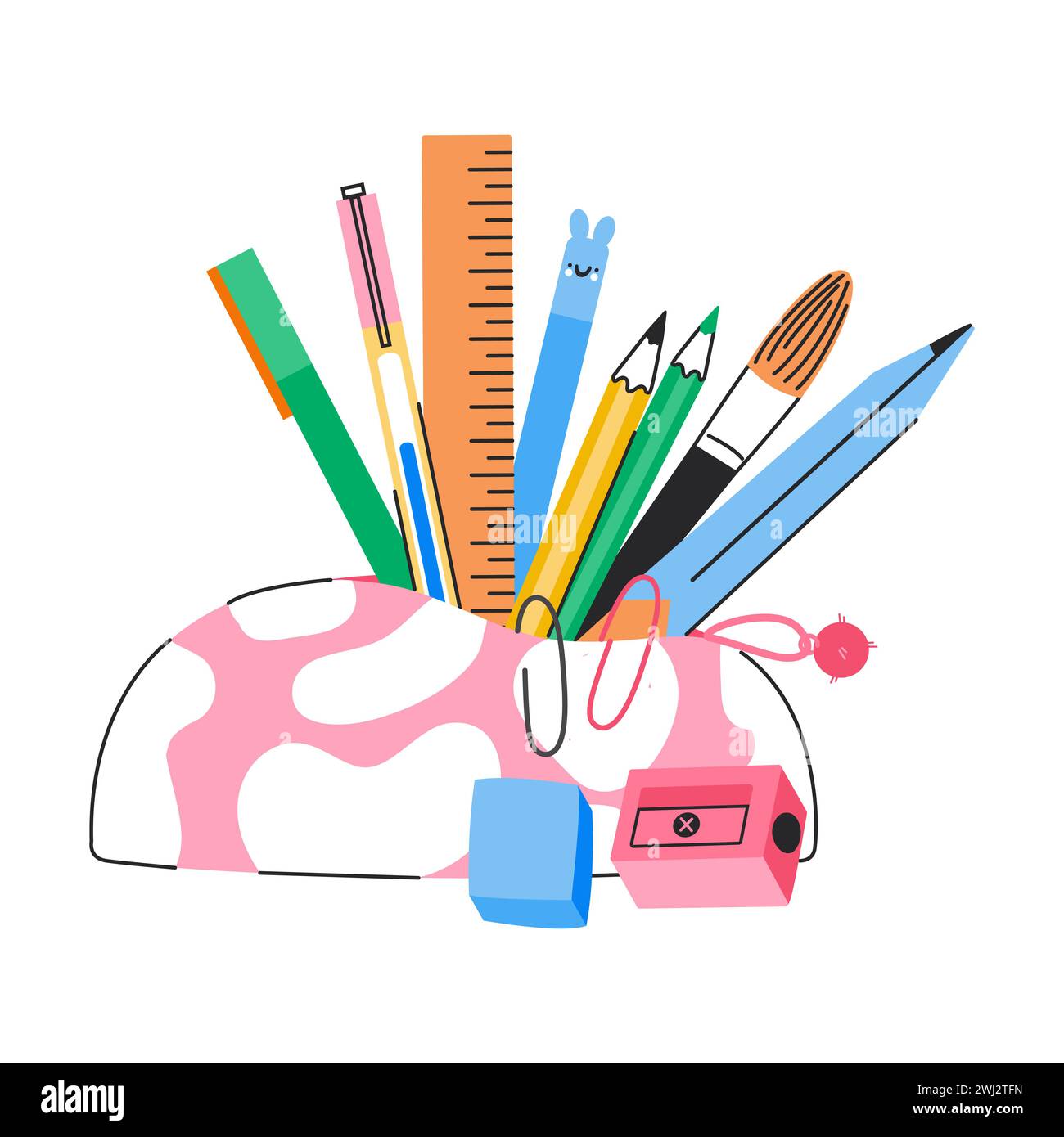 Pencil case with school supplies vector illustration Stock Vector Image ...