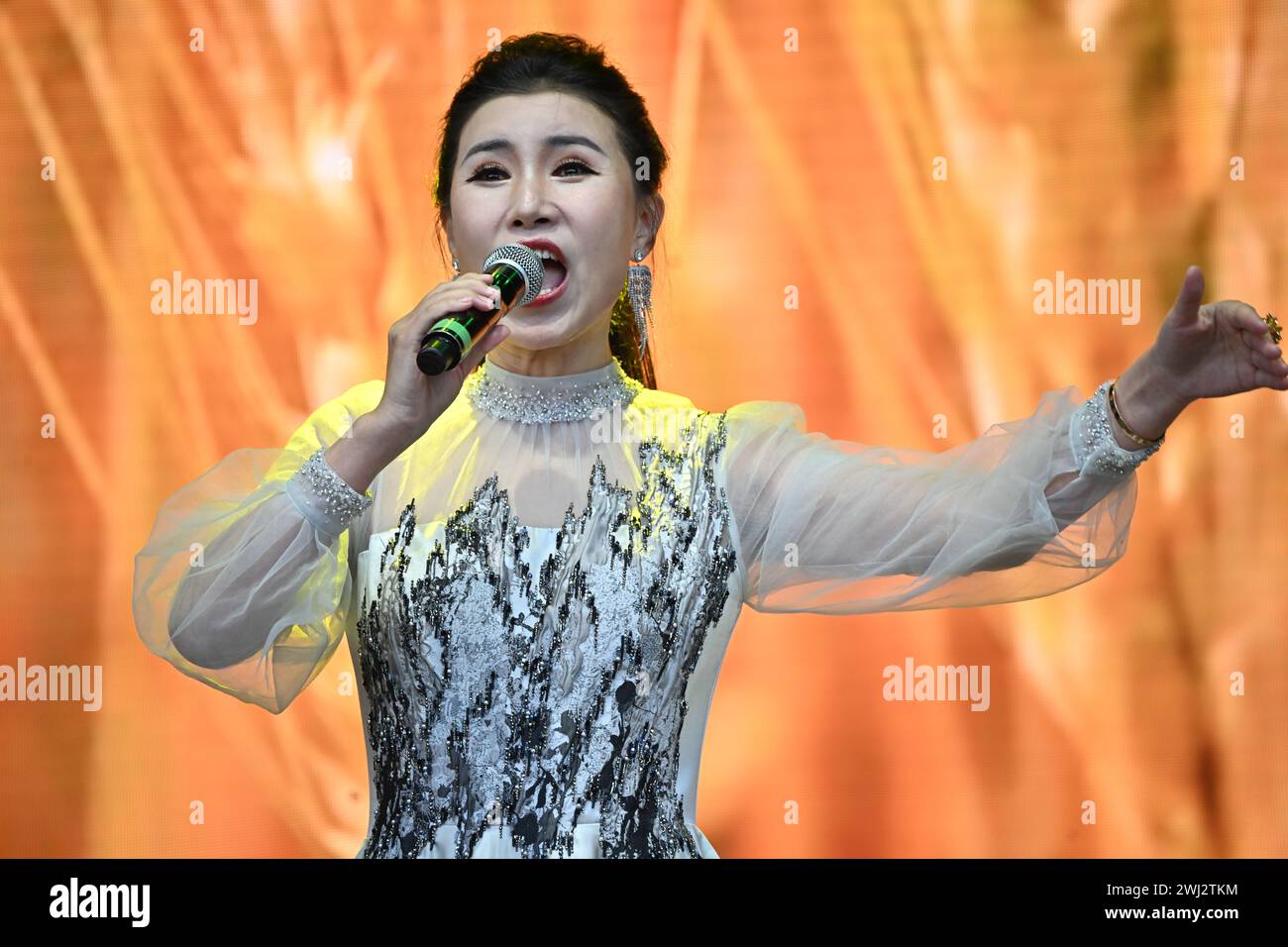 Trafalgar square, London, UK, 11 February 2024: China: Chinese singer ...