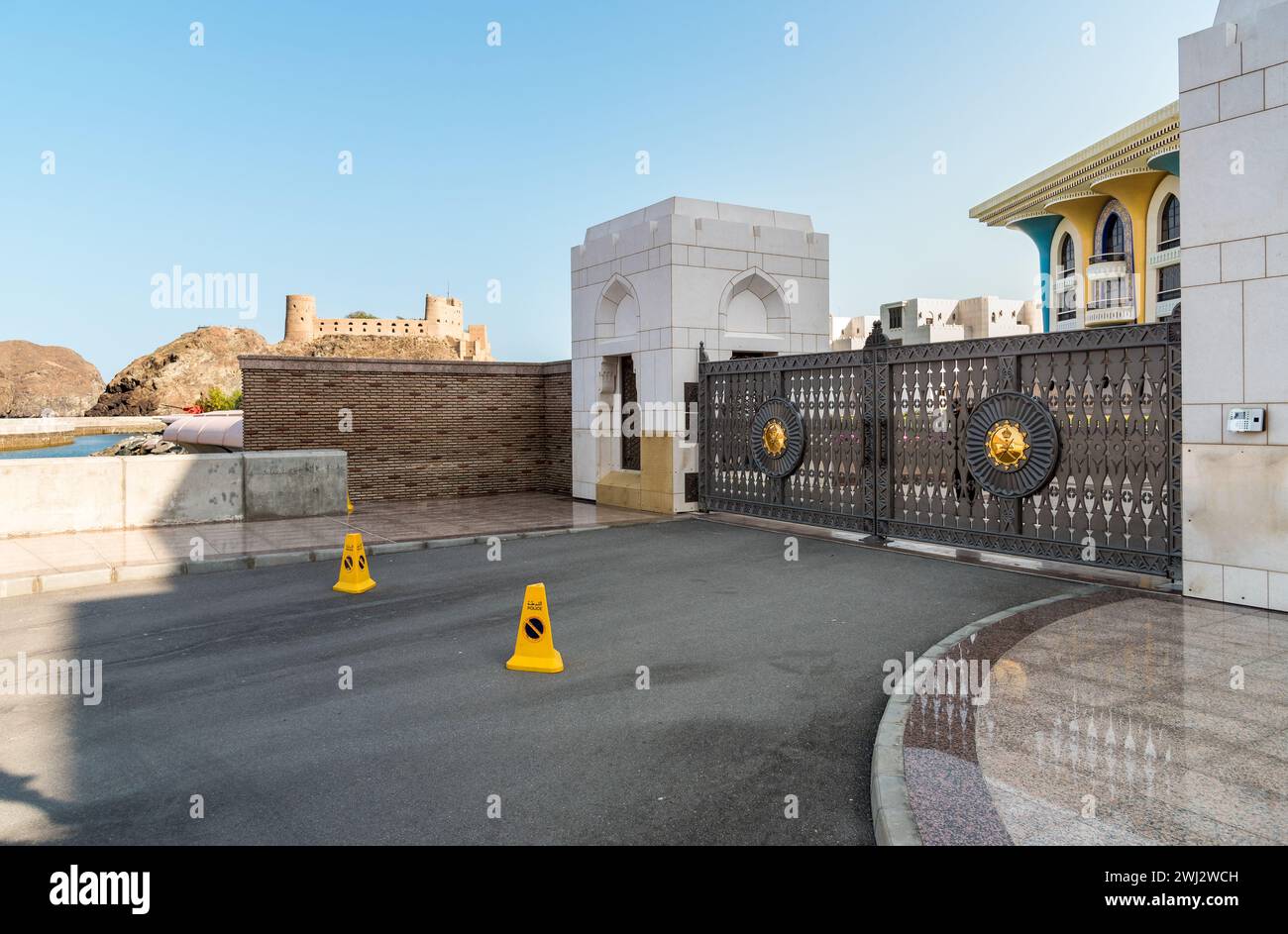 Iron gate of the Al Alam Palace, Old Muscat in Sultanate of Oman Stock ...