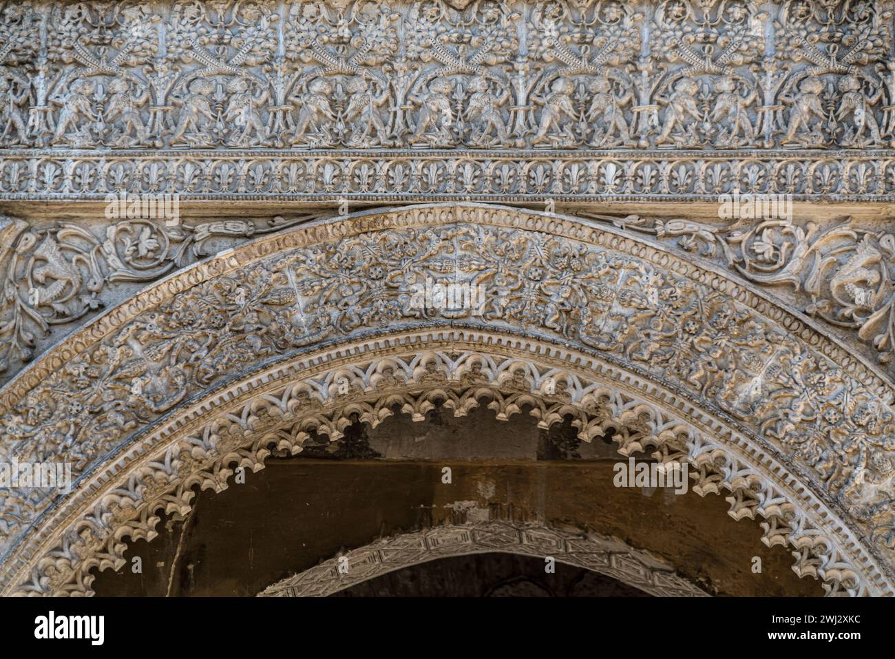 Seville, Spain - June 15, 2023 : Detail of entrance arch at Royal ...