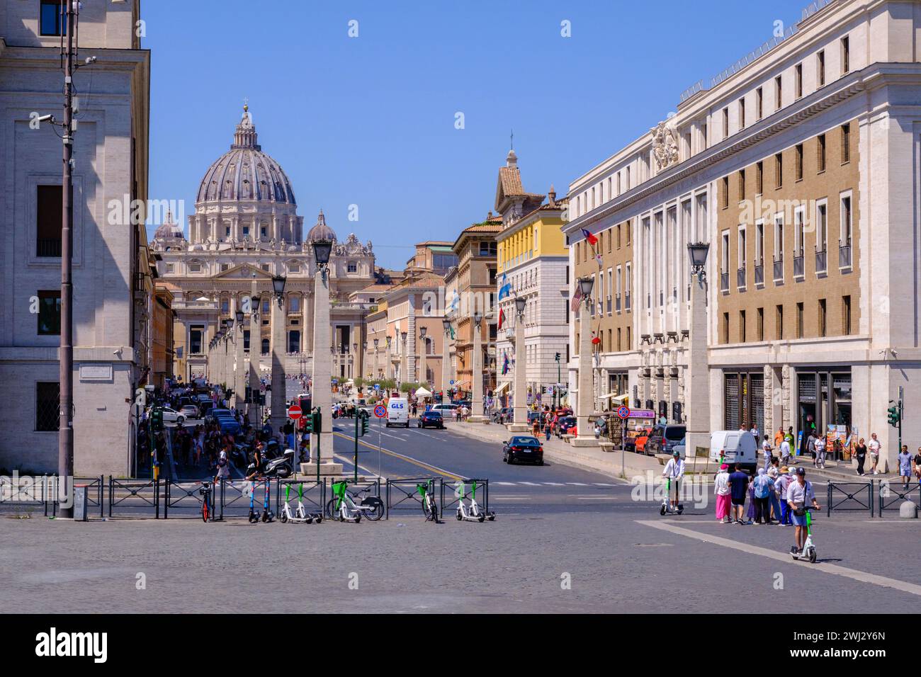 Rome, IT - 11 August 2023: Via della Conciliazione and St. Peter's ...