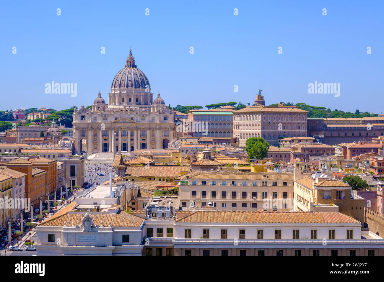 Rome, IT - 11 August 2023: Top view of Vatican and St Peter Basilica ...