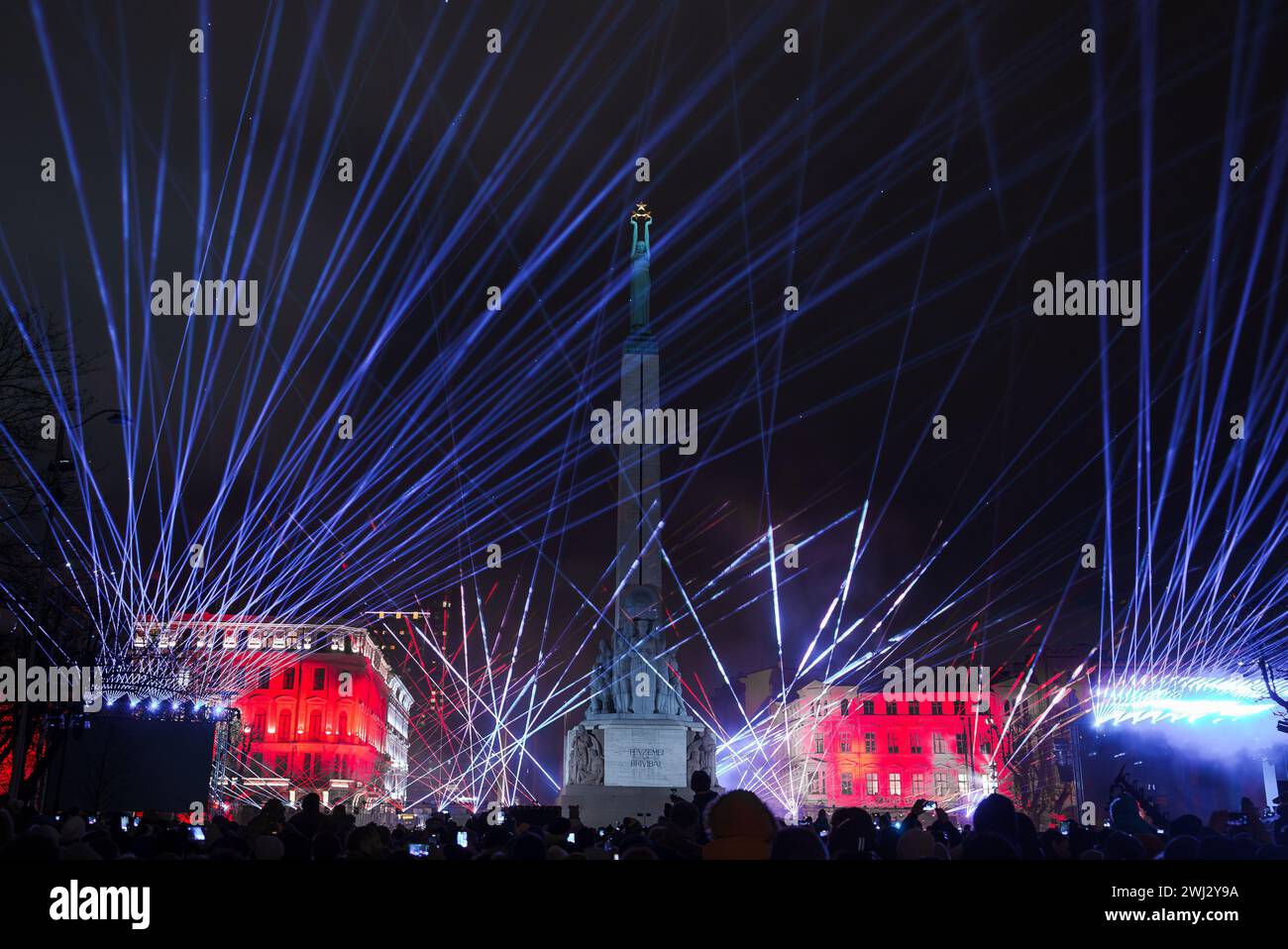 Laser Show at the Freedom Monument Celebrates Independence Day in Riga ...