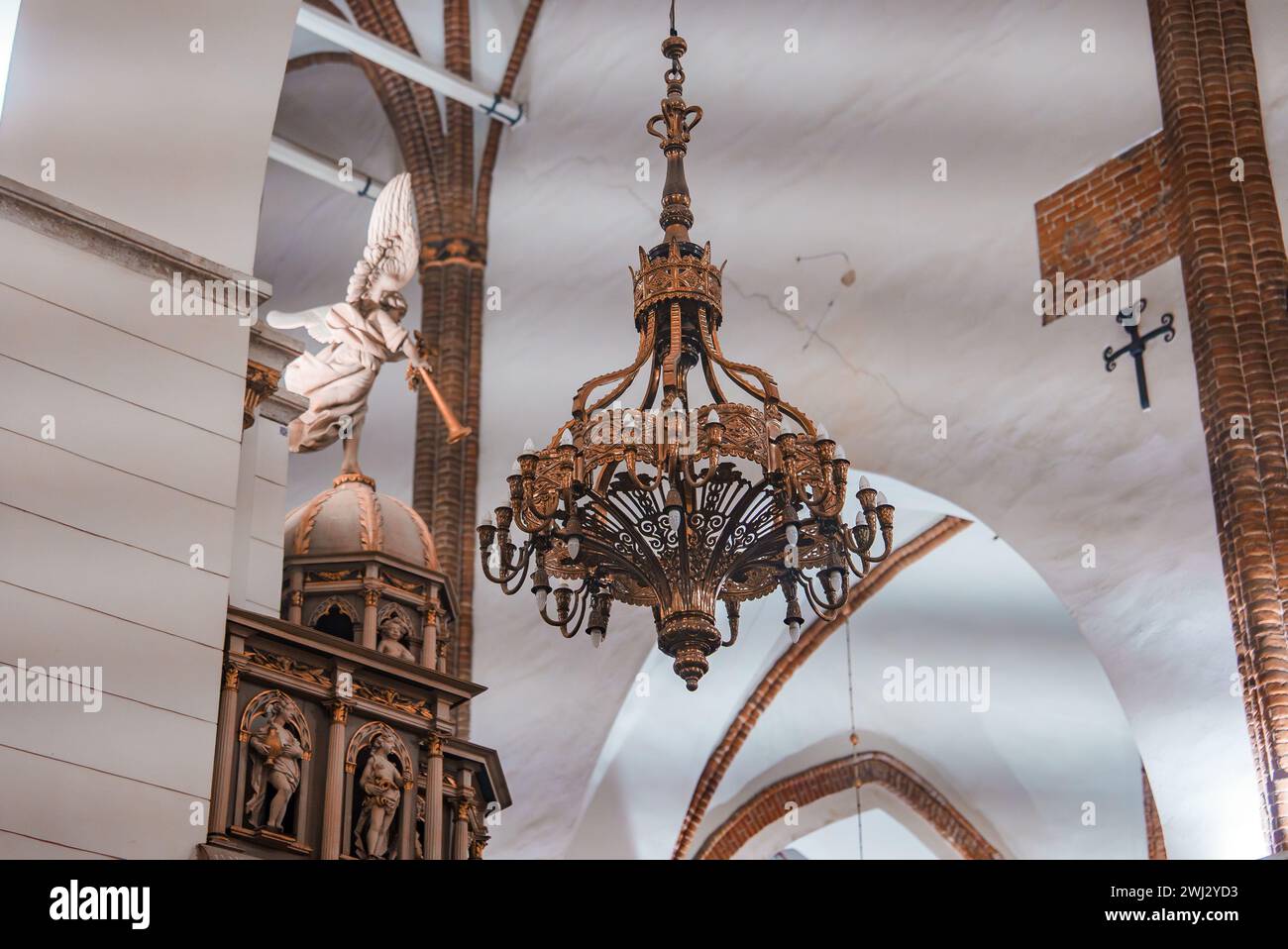 Gothic Vaulted Ceilings, Plus an Ornate Chandelier, in a Latvian Church ...