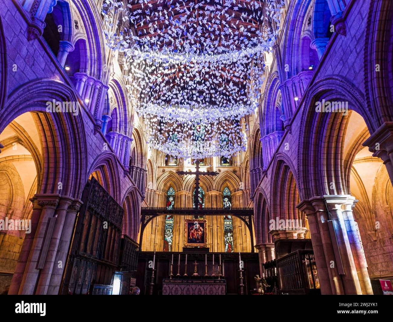 Interior of Hexham Abbey in Northumberland, UK with stars for eternity ...