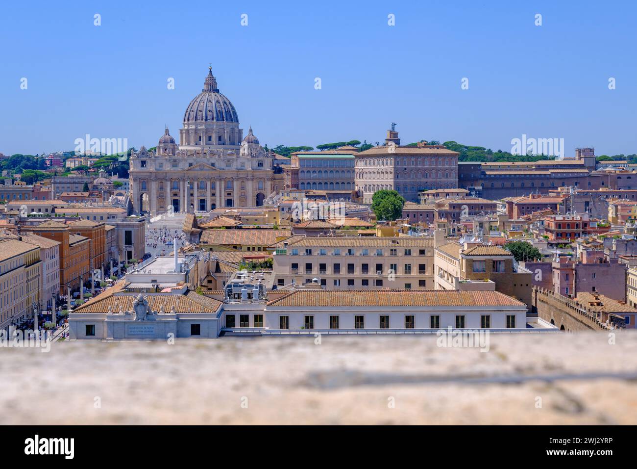 Rome, IT - 11 August 2023: Top view of Vatican and St Peter Basilica ...