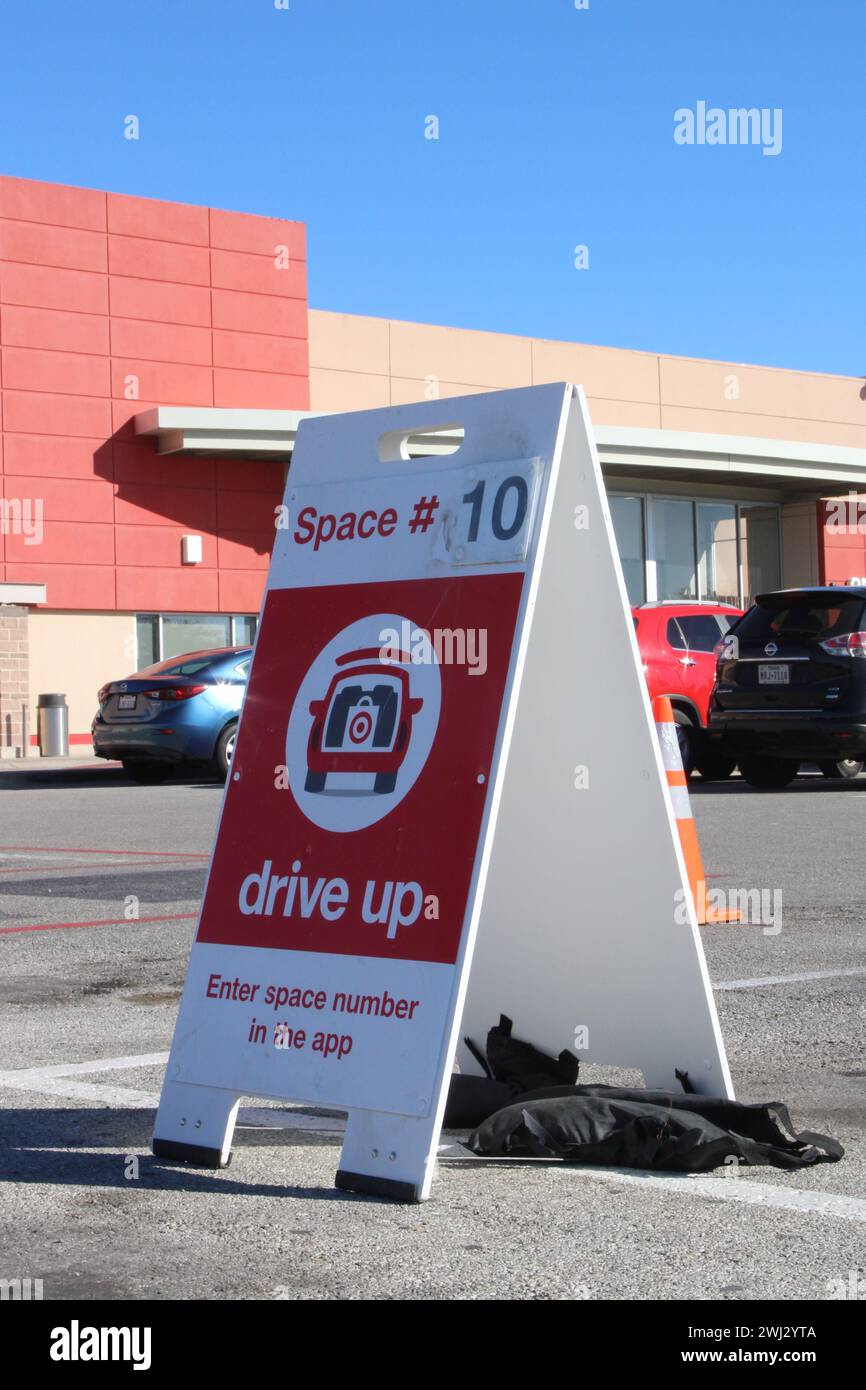 San Antonio, USA. 12th Feb, 2024. Exterior view and “drive up” signage ...