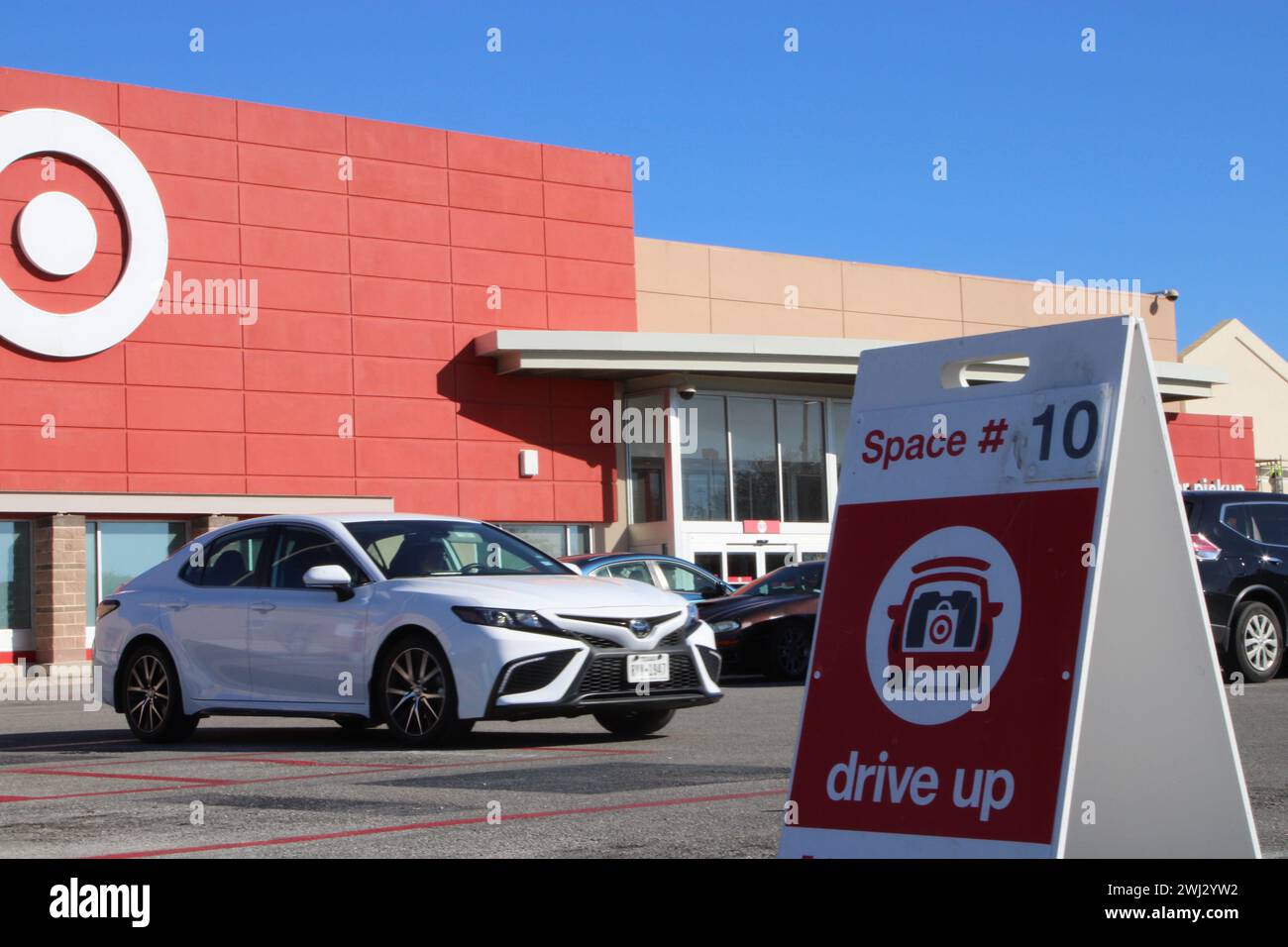 San Antonio, USA. 12th Feb, 2024. Exterior view and “drive up” signage ...
