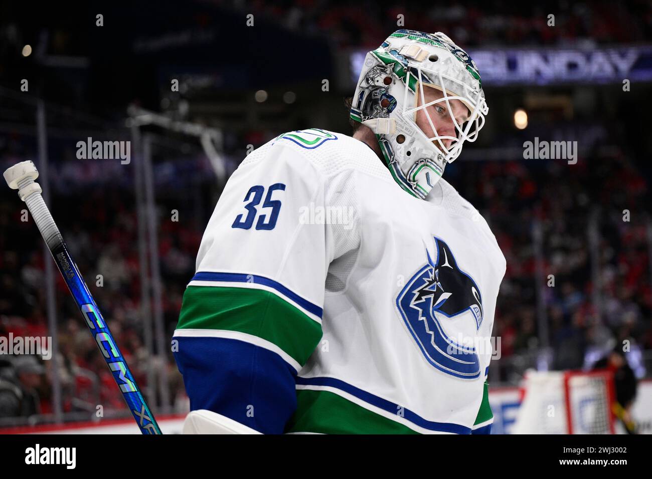 Vancouver Canucks goaltender Thatcher Demko (35) in action during the ...