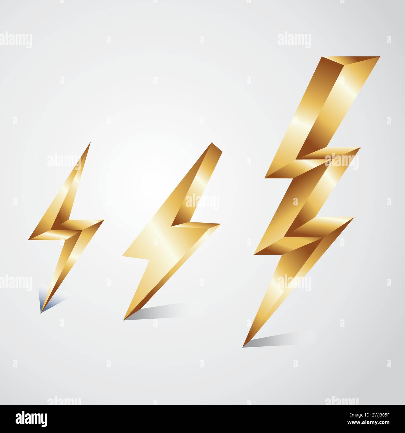 vector set of golden electric icons, 3d, flat, white plain background ...