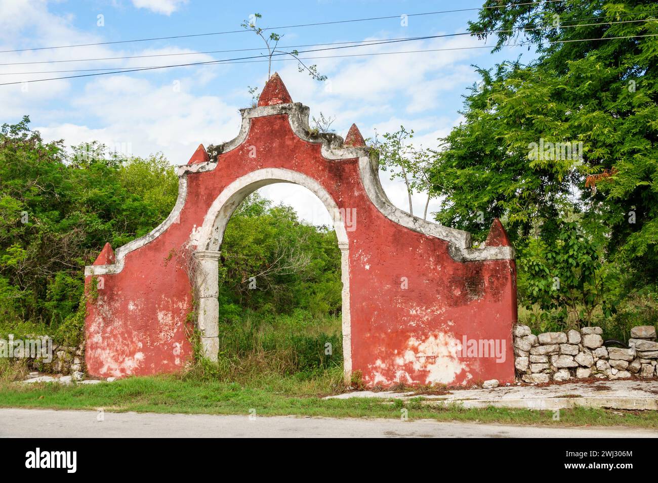 Merida Mexico,Dzibilchaltun,arch archway former entrance,hacienda ranch ...