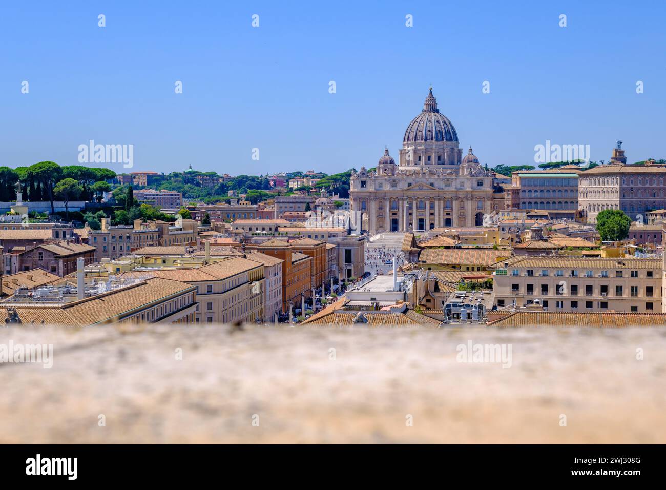 Rome, IT - 11 August 2023: Top view of Vatican and St Peter Basilica ...