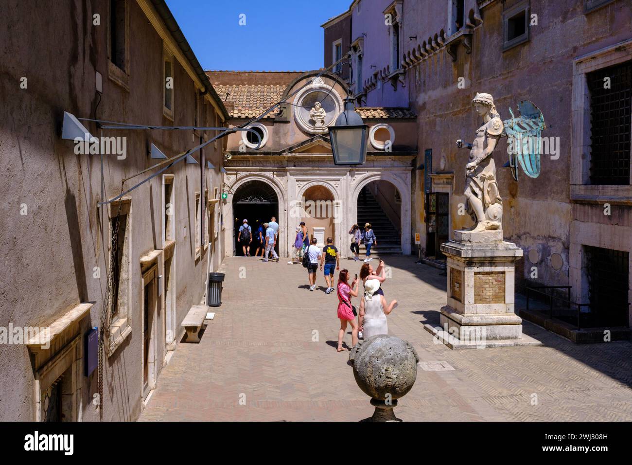 Rome, IT - 11 August 2023: Marble statue of Saint Michael by Raffaello ...