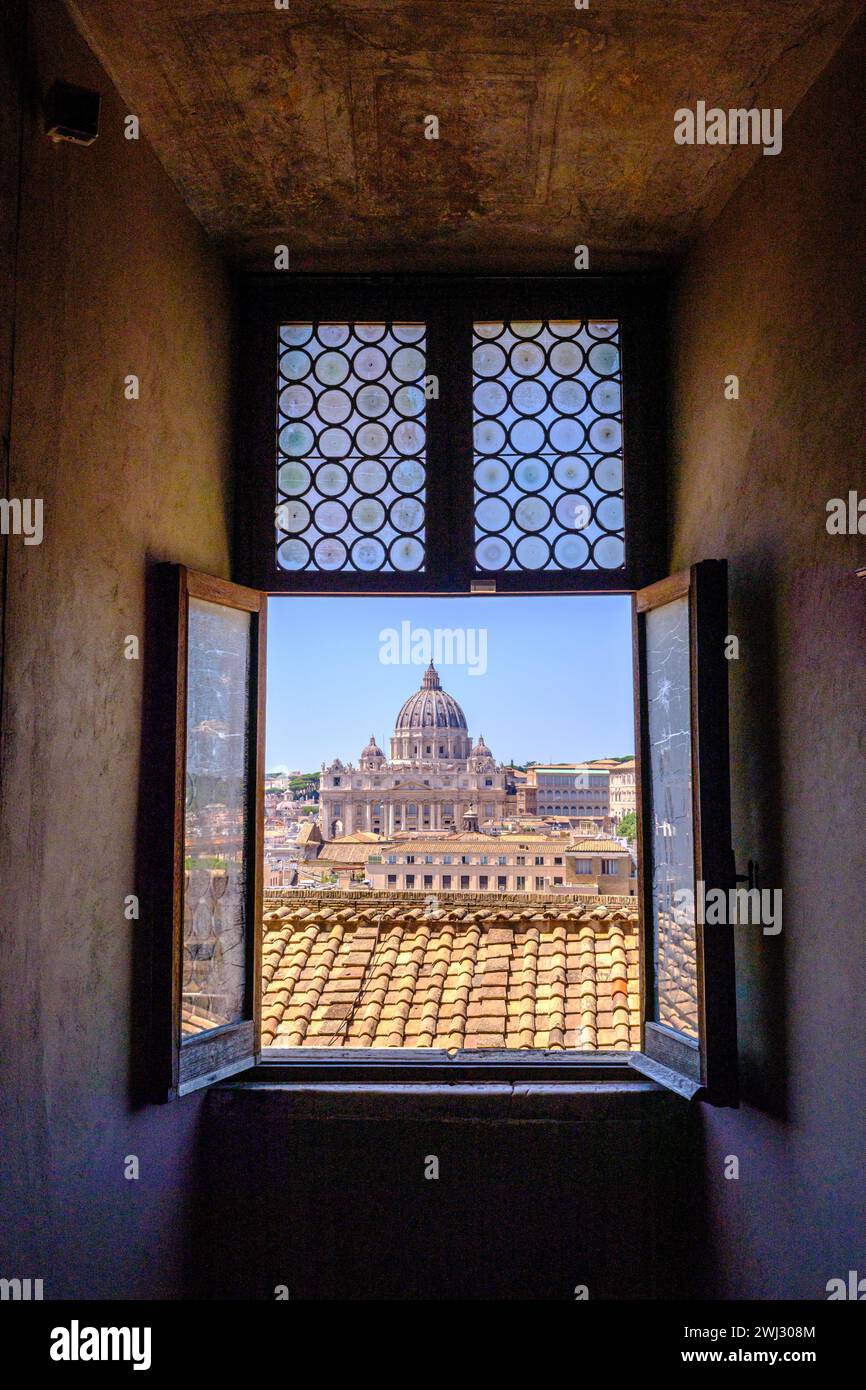 Rome, IT - 11 August 2023: Vatican and St Peter Basilica from a window ...