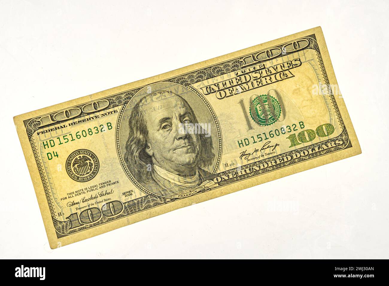 fragment of 100 dollar banknote with visible details of banknote ...