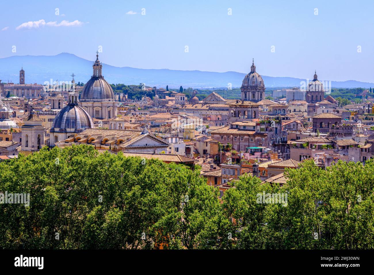 Rome, IT - 11 August 2023: Rome skyline from the top of Castel Sant ...