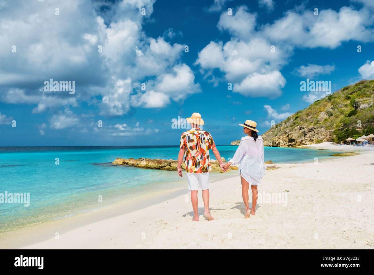 Playa Porto Marie beach in Curacao, tropical beach at the Caribbean ...