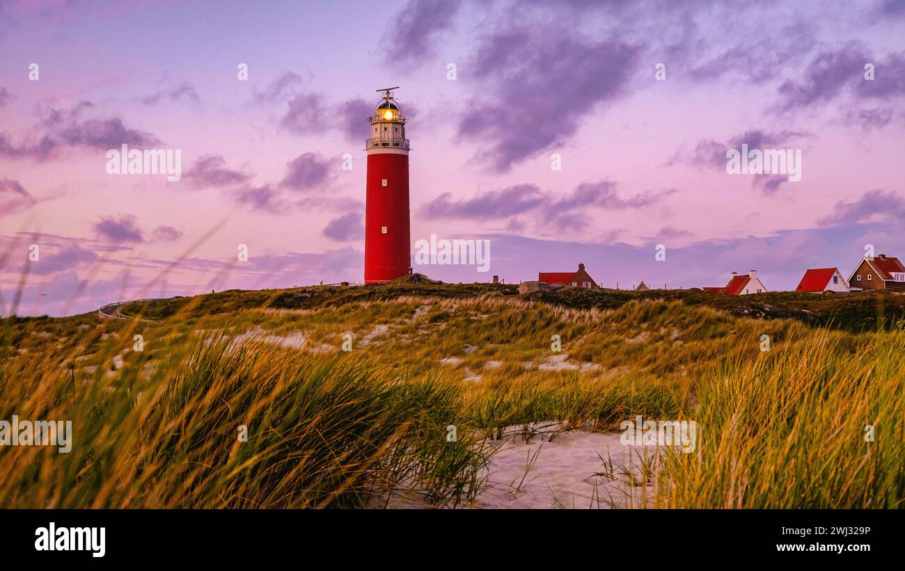 Texel lighthouse during sunset Netherlands Dutch Island Texel Holland ...
