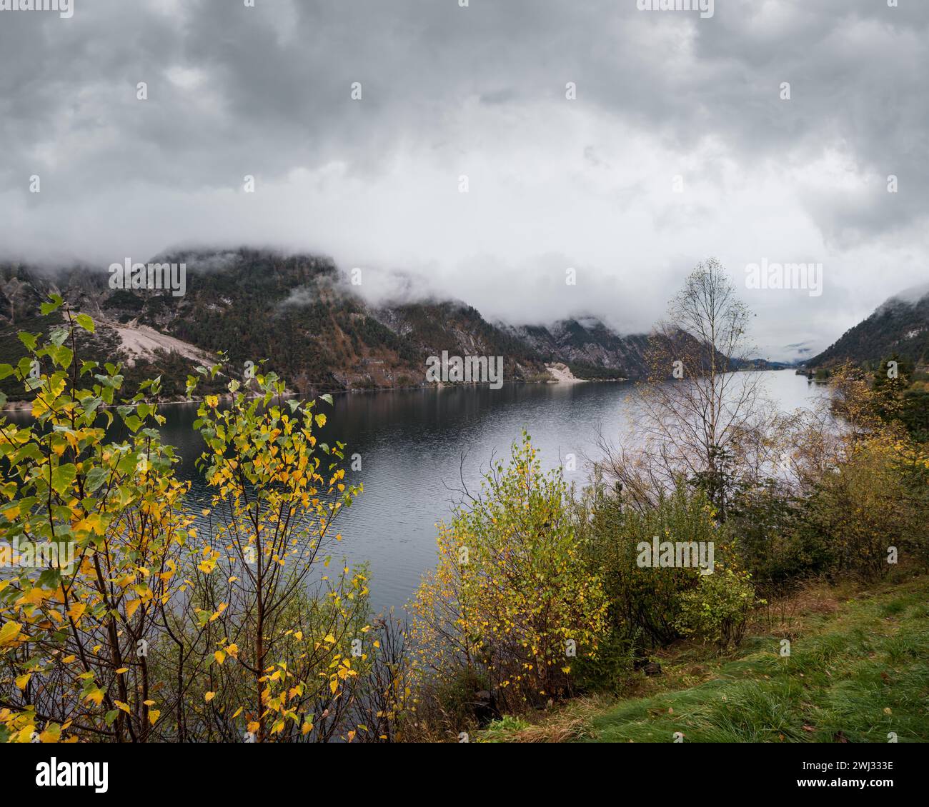 Mountain alpine autumn lake Achensee, Alps, Tirol, Austria Stock Photo ...